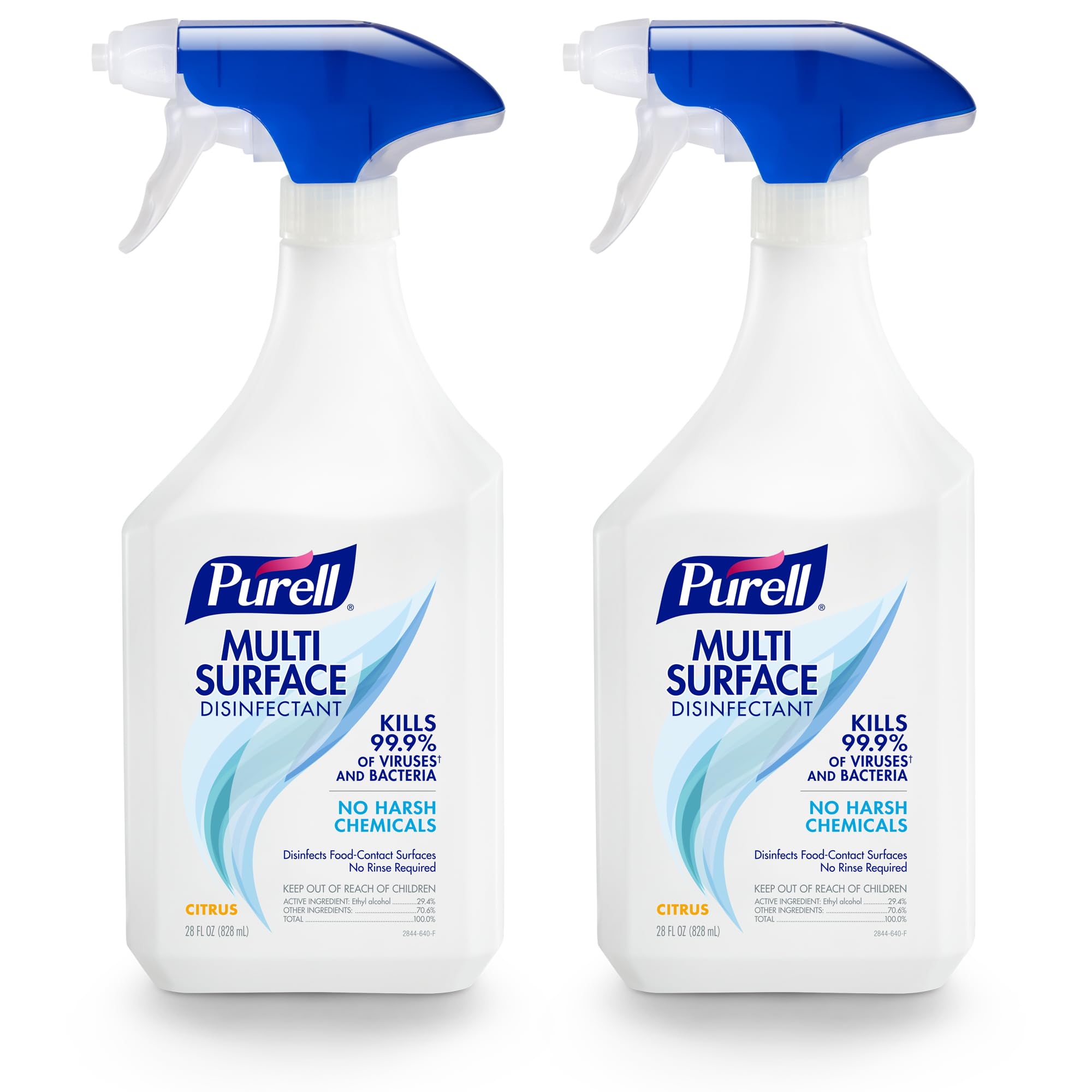 PURELL Multi Surface Disinfectant Spray, Citrus Scent, 28 fl oz Capped Bottle with Spray Trigger in Pack (Pack of 2), 2844-02-ECCAL