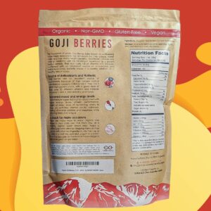 2lbs Organic Raw Dried Goji Berries - USDA Certified, Non GMO, Large Berries with Recipes E-Book - by Nutrient Elements