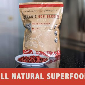 2lbs Organic Raw Dried Goji Berries - USDA Certified, Non GMO, Large Berries with Recipes E-Book - by Nutrient Elements