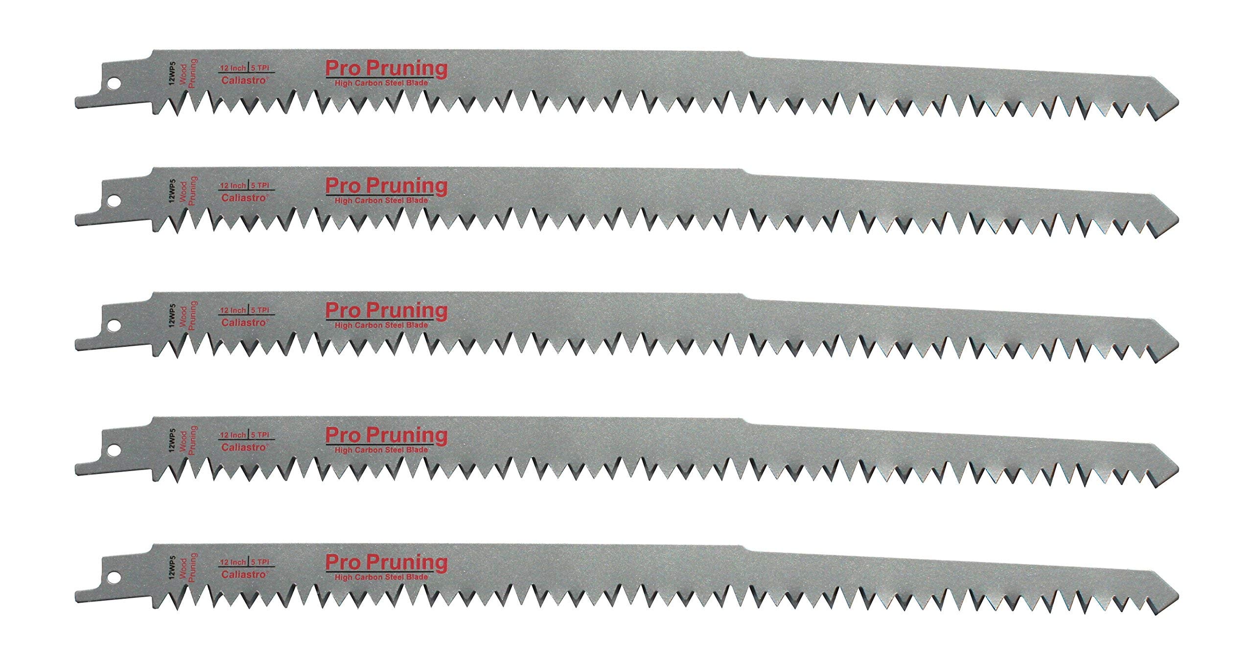 Caliastro 12-Inch Wood Pruning Saw Blades for Reciprocating/Sawzall Saws - 5 Pack