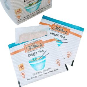 Millie’s Sipping Broth - Vegetable Broth -Natural-Gluten Free-Keto Friendly Delight Pho 12 Count Box