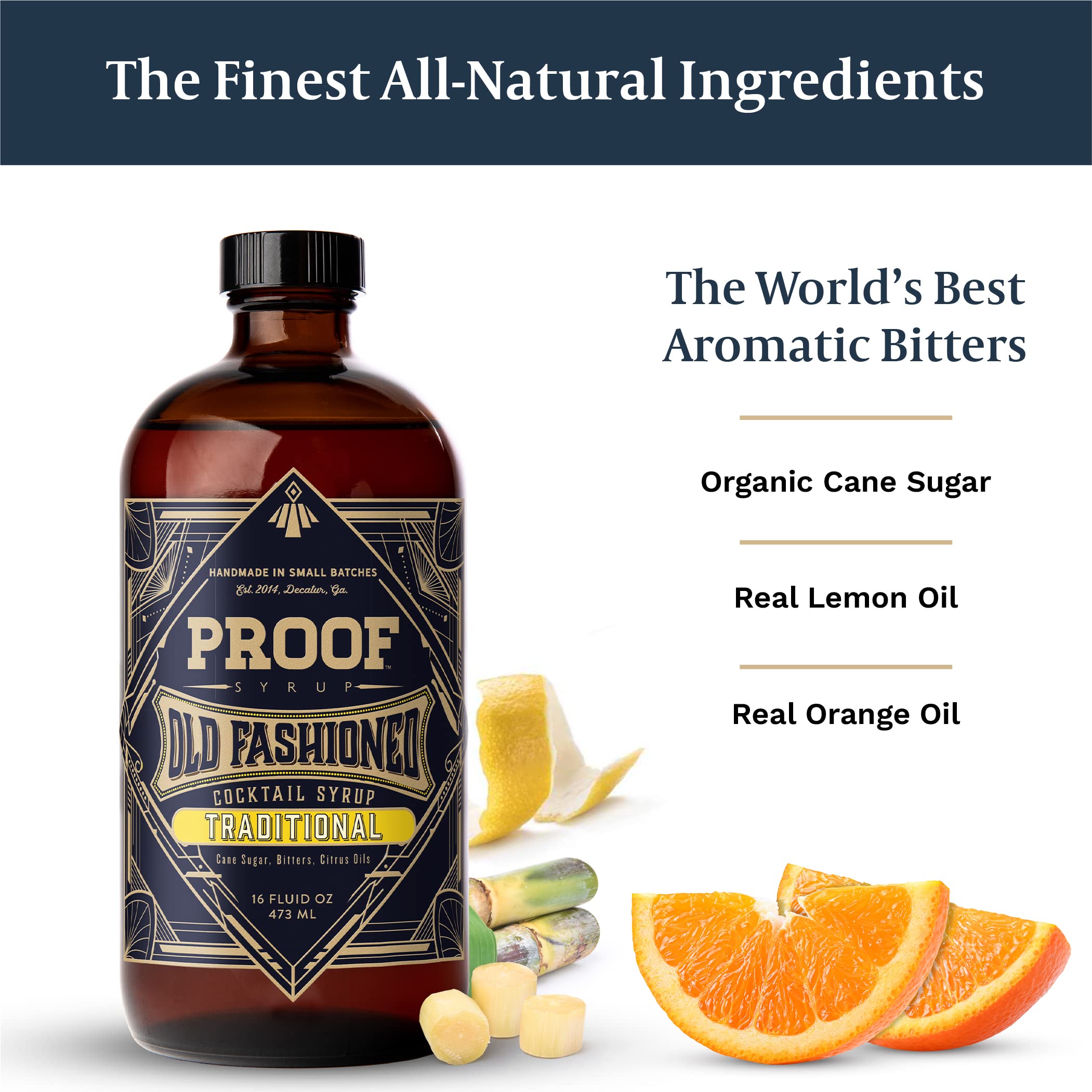 Proof Syrup Traditional Old Fashioned Cocktail Mixer (16 Ounces) | Makes 32 Cocktails | All Natural Hand-Crafted Old Fashioned Syrup w/Real Bitters & Organic Sugar