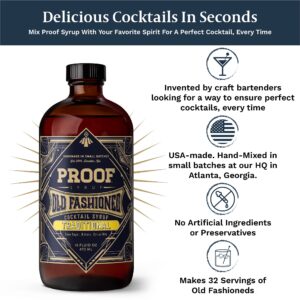 Proof Syrup Traditional Old Fashioned Cocktail Mixer (16 Ounces) | Makes 32 Cocktails | All Natural Hand-Crafted Old Fashioned Syrup w/Real Bitters & Organic Sugar