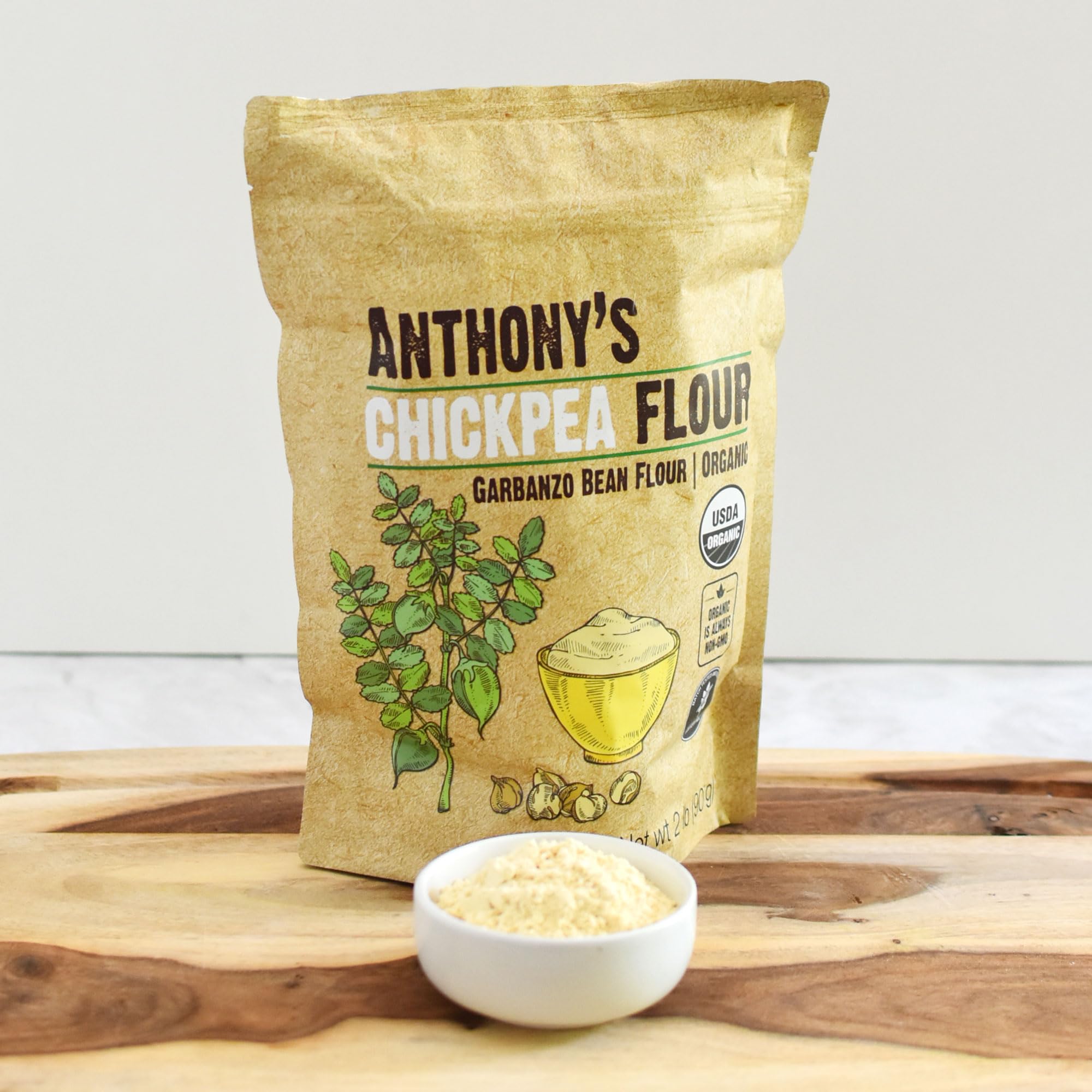 Anthony's Organic Chickpea Flour, Garbanzo Bean Flour, 2 lb, Gluten Free, Non GMO