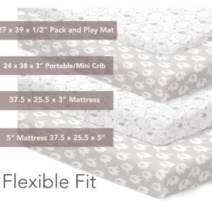 100% Organic Cotton Fitted Sheets for Graco Pack n Play, Babyletto, Pamo Babe, Hiccapop, Dream on Me, Evenflo, Baby Trend, Hygge Hush Portable/Mini Crib/Playards, Beka Bedside Bassinet 2 Pk