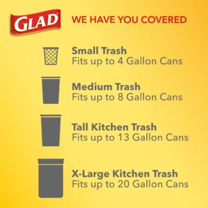 Glad Trash Bags, ForceFlexPlus Tall Kitchen Drawstring Garbage Bags - 13 Gallon White Trash Bag for Kitchen Trash Can, Odor Shield, Odor Eliminator, Leak Protection, 40 Count - Packaging May Vary