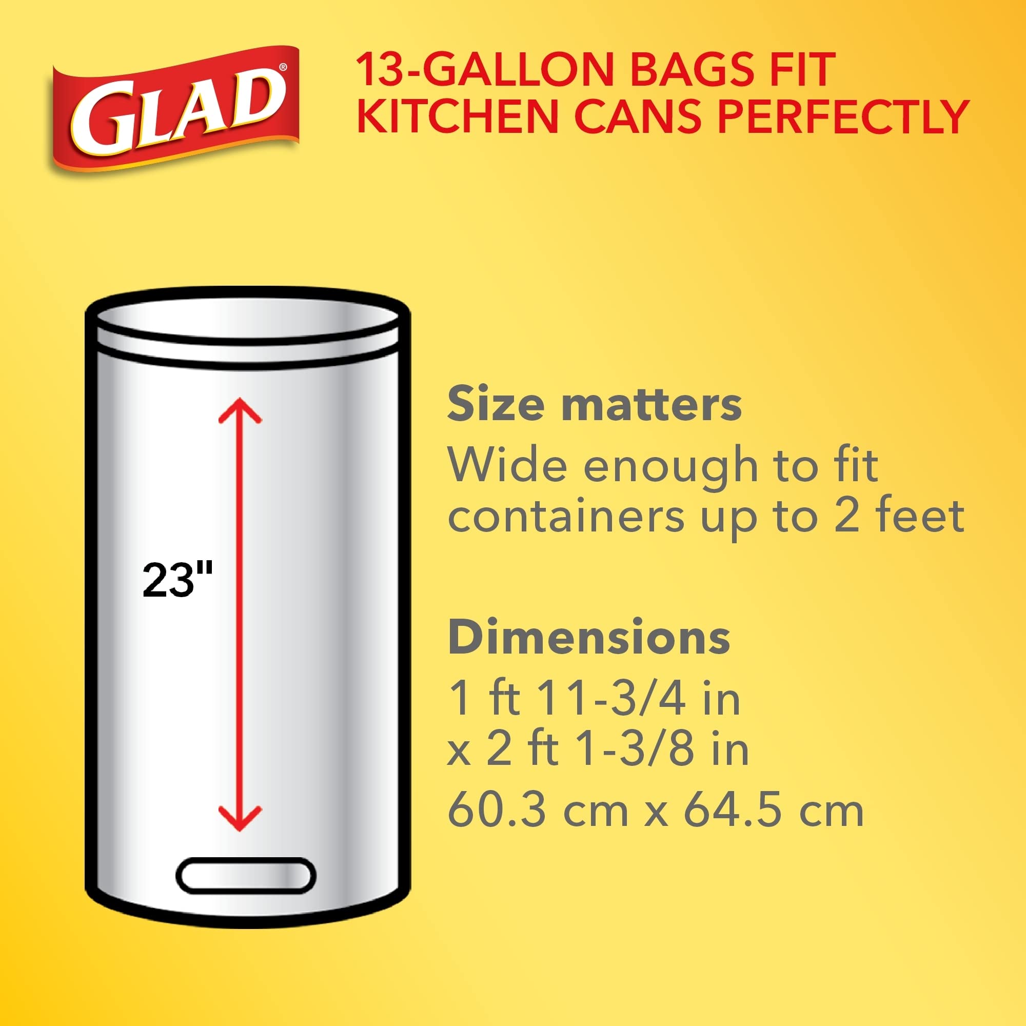 Glad Trash Bags, ForceFlexPlus Tall Kitchen Drawstring Garbage Bags - 13 Gallon White Trash Bag for Kitchen Trash Can, Odor Shield, Odor Eliminator, Leak Protection, 40 Count - Packaging May Vary