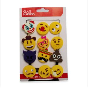 Emoji Charms with Suction 12 Pack, Perfect Markers for Everything from Wine Glass to Red Cups! Lifetime (Multi-Color)