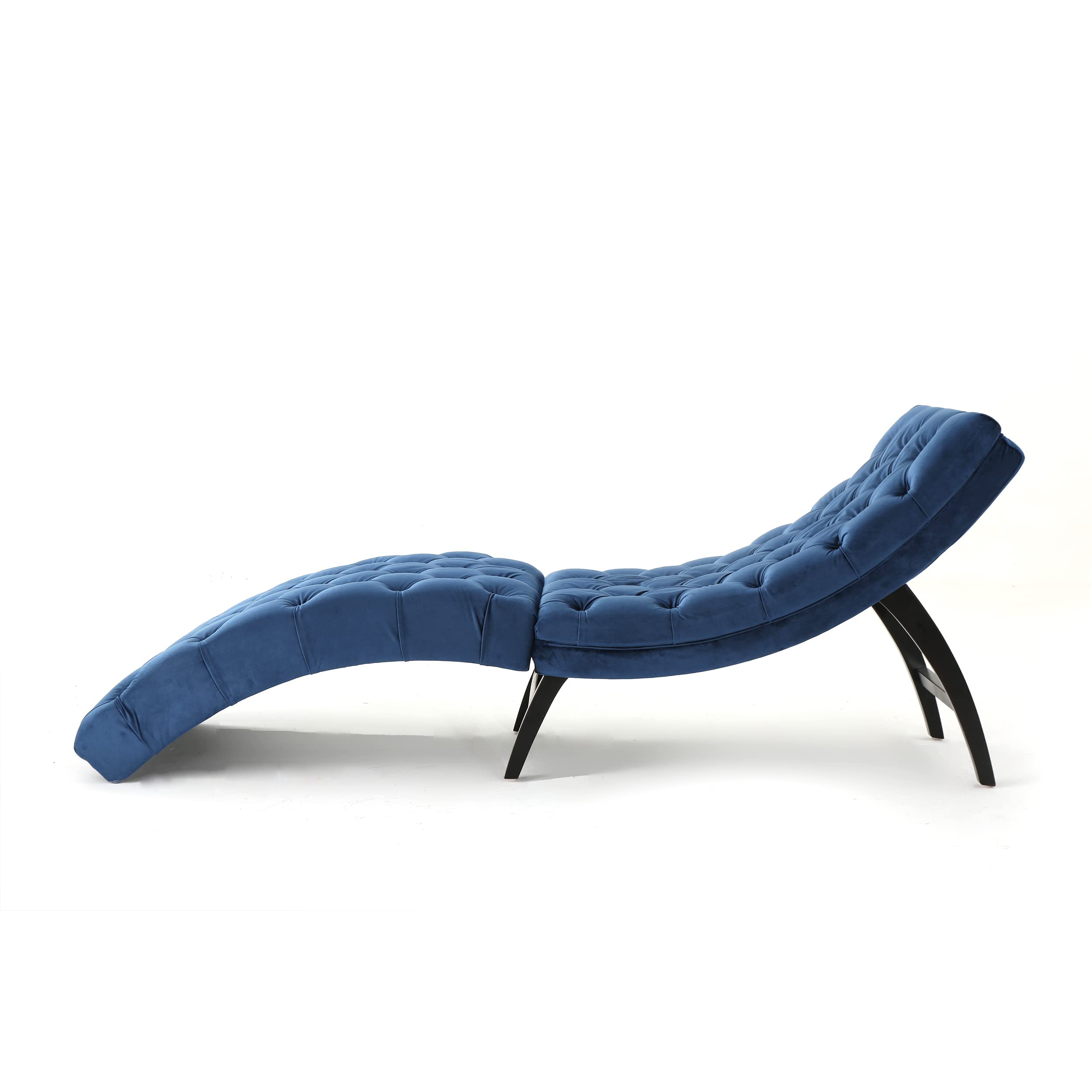 Christopher Knight Home Garret Velvet Chaise Lounge, Cobalt Grey / Dark Brown