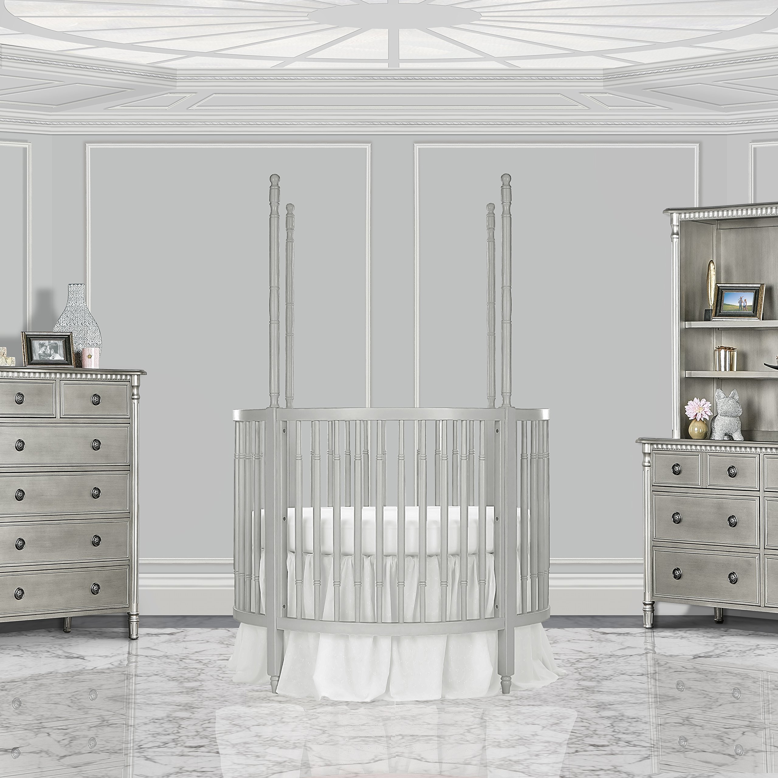 Dream On Me Sophia Posh Circular Crib, Silver Pearl, Full Size , 45.5x45.5x69.5 Inch (Pack of 1)