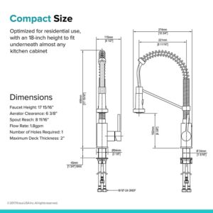 Kraus KPF-1610SS Bolden 18-Inch Commercial Kitchen Faucet with Dual Function Pull-Down Sprayhead in All-Brite Finish, Stainless Steel