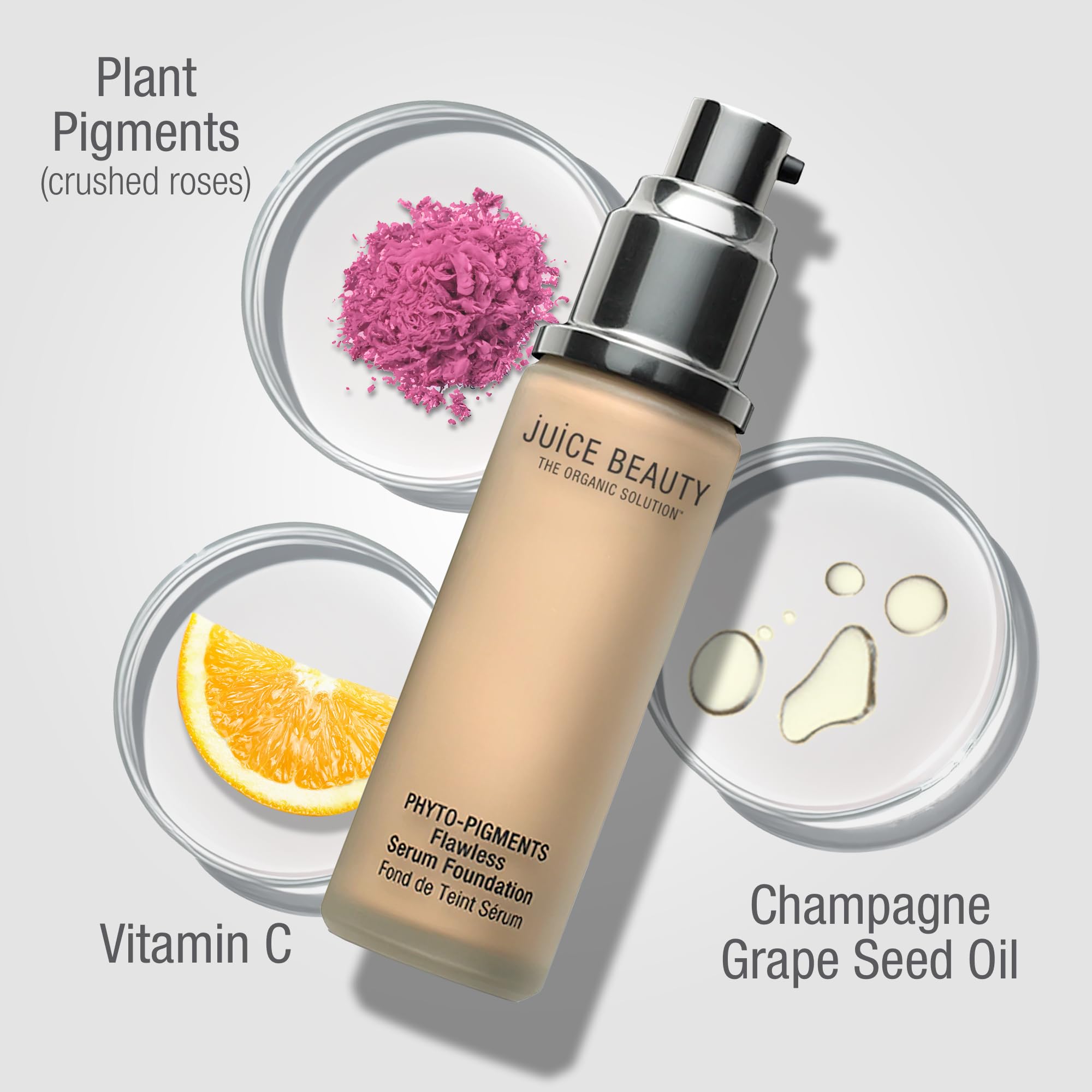 Juice Beauty PHYTO-PIGMENTS Flawless Serum Foundation - Sand | Skin-Perfecting + Age-Defying Serum in One | Plant-Derived Phyto-Pigments -1 fl oz