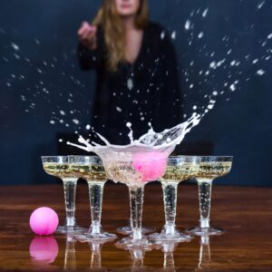 Party Pong™ Ultimate Upmarket Beer Pong Drinking Game with 12 Plastic Champagne Glasses and 4 Ping Pong Balls