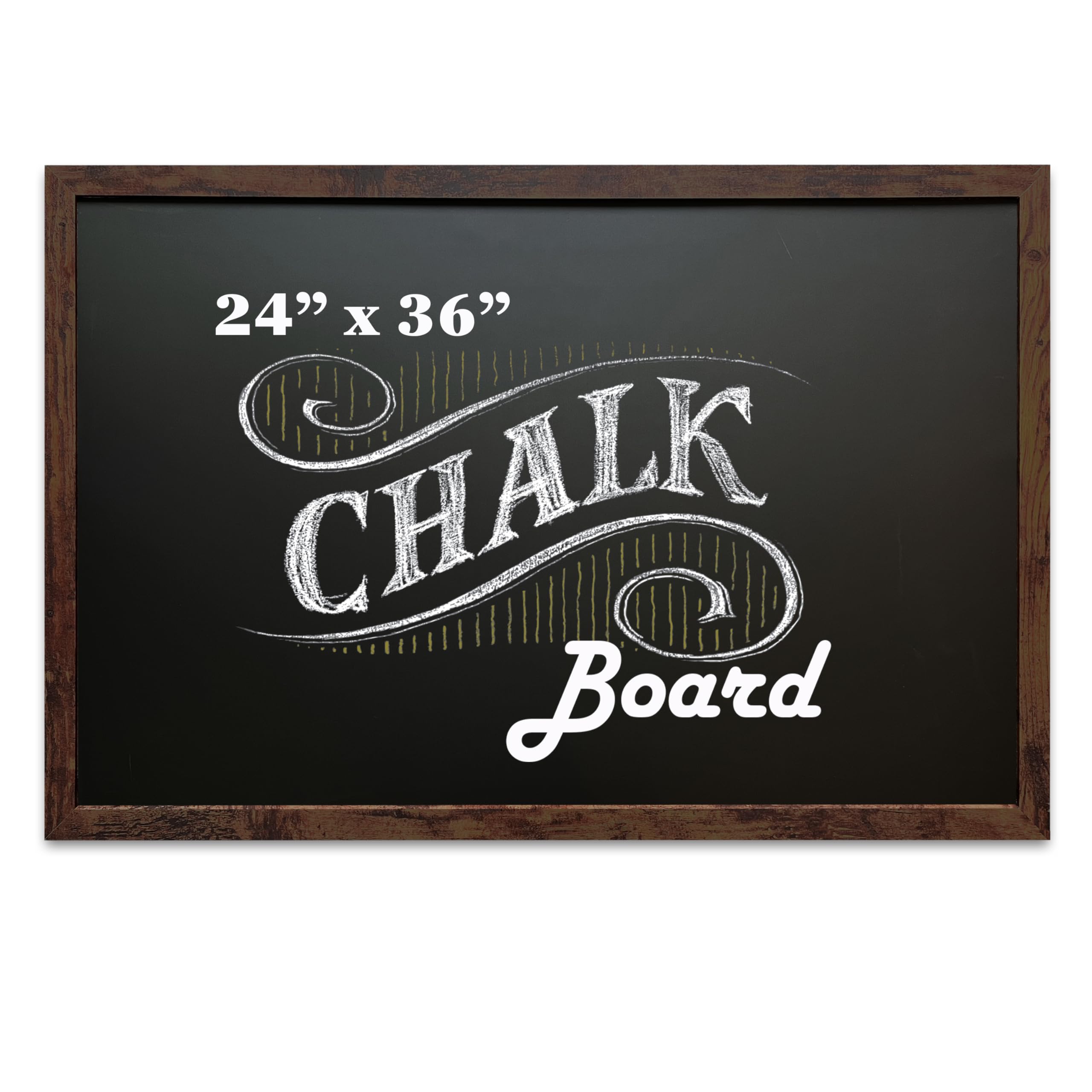 Loddie Doddie Magnetic Chalk Board - 24"x36" - for Kitchen and Wall Decor - Easy-to-Erase Magnetic Chalkboard - Framed Magnet Blackboard - Hanging Black Chalkboards (Rustic Frame)