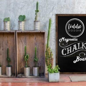 Loddie Doddie Magnetic Chalk Board - 24"x36" - for Kitchen and Wall Decor - Easy-to-Erase Magnetic Chalkboard - Framed Magnet Blackboard - Hanging Black Chalkboards (Rustic Frame)