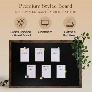 Loddie Doddie Magnetic Chalk Board - 24"x36" - for Kitchen and Wall Decor - Easy-to-Erase Magnetic Chalkboard - Framed Magnet Blackboard - Hanging Black Chalkboards (Rustic Frame)