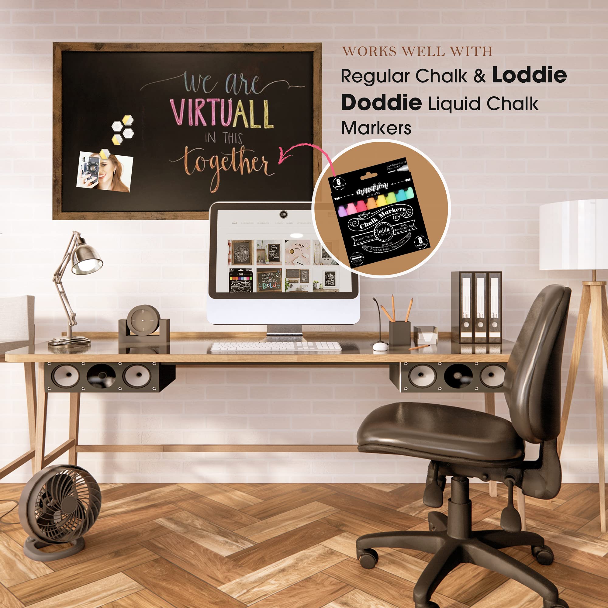 Loddie Doddie Magnetic Chalk Board - 24"x36" - for Kitchen and Wall Decor - Easy-to-Erase Magnetic Chalkboard - Framed Magnet Blackboard - Hanging Black Chalkboards (Rustic Frame)