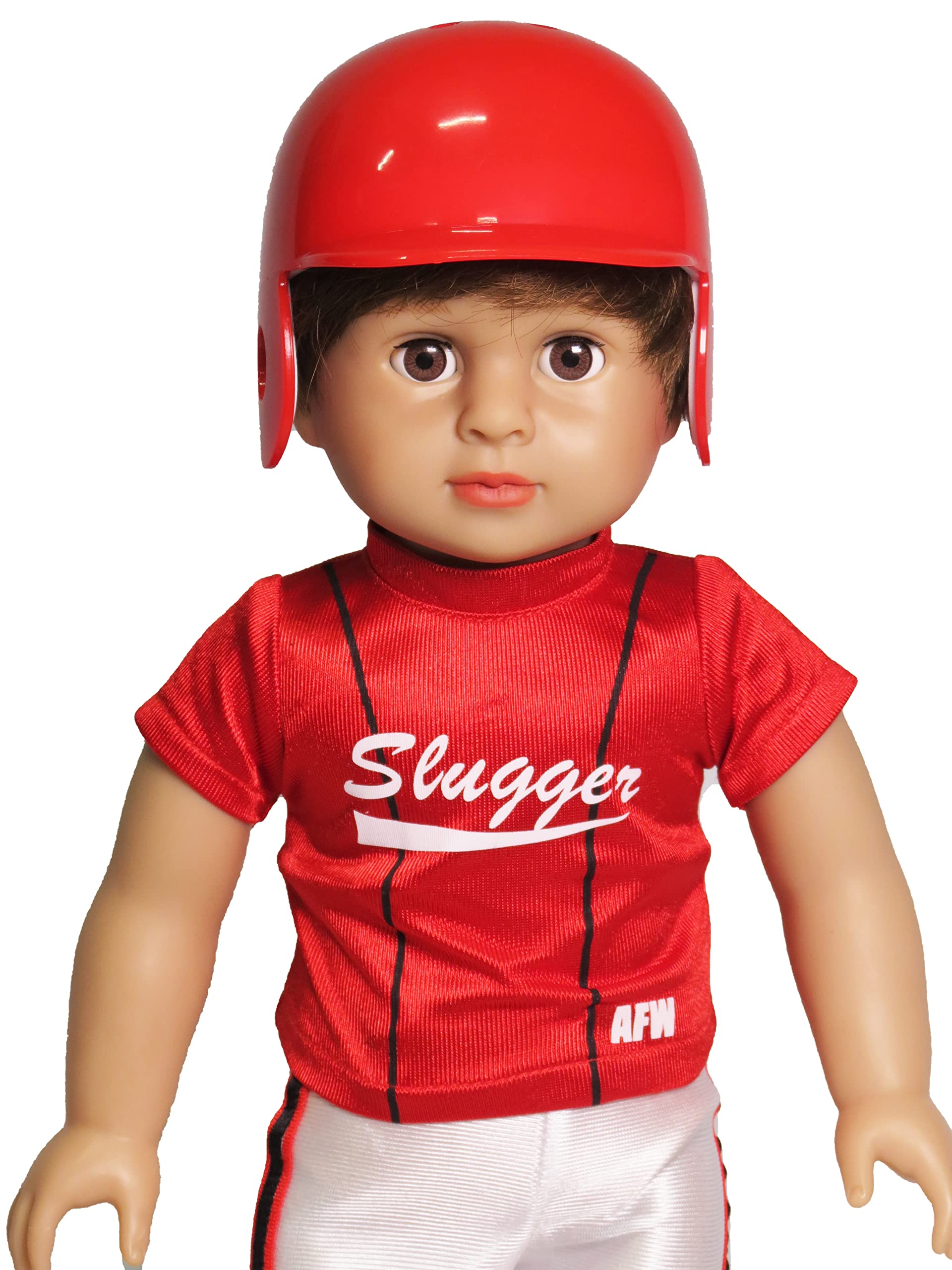 American Fashion World Red Baseball Uniform for 18-Inch Dolls | Accessories Included | Premium Quality & Trendy Design | Dolls Clothes | Outfit Fashions for Dolls for Popular Brands