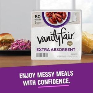 Vanity Fair Extra Absorbent Paper Napkins, 80 Count