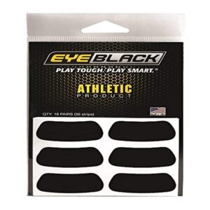 eyeblack black athletic eye black anti glare stickers, 36 strips, 1.625 x 0.68", 18-pairs