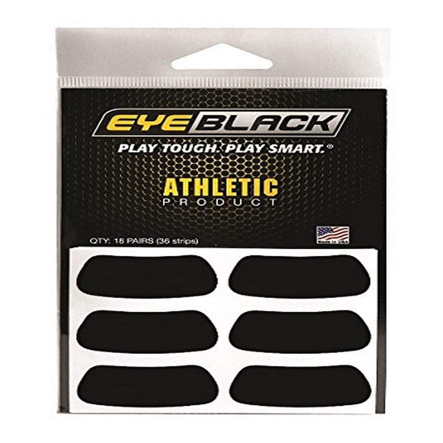 EyeBlack Black Athletic Eye Black Anti Glare Stickers, 36 strips, 1.625 x 0.68", 18-Pairs