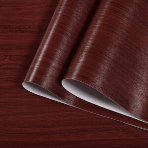 Self Adhesive Vinyl Film Textured Mahogany Wood Grain Contact Paper Shelf Liner for Kitchen Cabinets Shelves Drawer Countertop Table Furniture Arts Crafts Decal 17.7x117 Inches