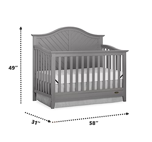 Dream On Me Ella 5-in-1 Full Size Convertible Crib in Storm Grey, Greenguard Gold Certified