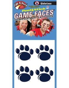 waterless peel & stick temporary spirit tattoos – 4-piece – dark royal blue paw print c