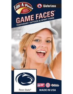 penn state (psu) nittany lions – waterless peel & stick temporary spirit tattoos – 4-piece – dark royal blue lion head oval logo