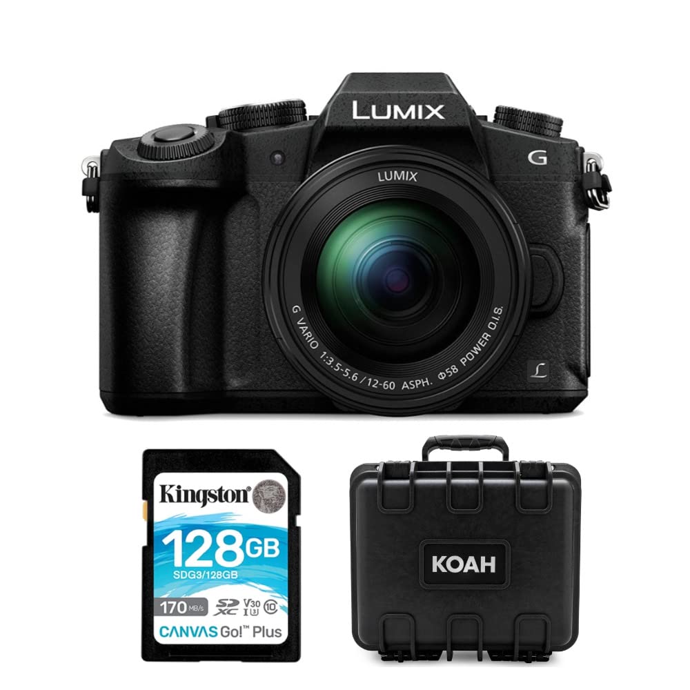 PANASONIC LUMIX G85 4K Mirrorless Camera with 12-60mm Lens Bundle with 128GB 170MB/s Read Memory Card (SDG3/128GB) and Waterproof Hardcase Bundle (3 Items)