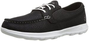 skechers performance women's go walk lite-eclipse boat shoe,black/white,9 m us