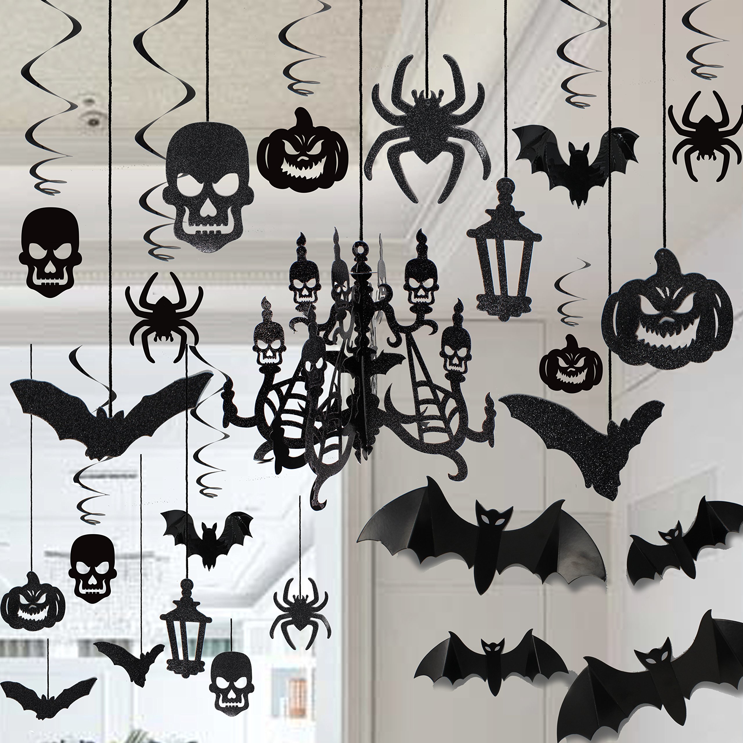 JOYIN Halloween Haunted House Chandelier Decoration Swirl Ceiling Hanging and Wall Decoration Set