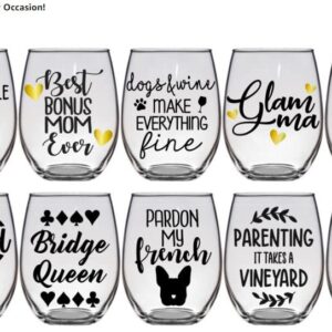 Bridge Card Game Player Prize - Bridge Queen - Gift for Grandma - Premium 21oz Stemless Wine Glass