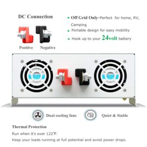 WZRELB DC to AC Converter Off Grid Pure Sine Wave Power Inverter Generator (2500w 24v 120v)