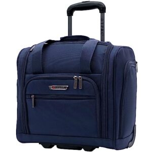 tprc smart under seat carry-on luggage with usb charging port, navy blue, underseater 15-inch