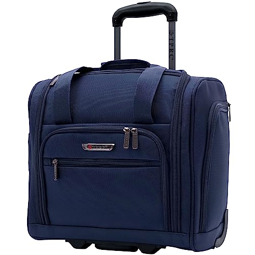 TPRC Smart Under Seat Carry-On Luggage with USB Charging Port, Navy Blue, Underseater 15-Inch