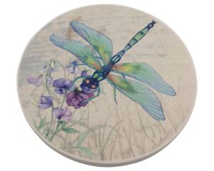 trinsi absorbent ceramic stone coasters, dragonfly ,set of 4 stone coasters