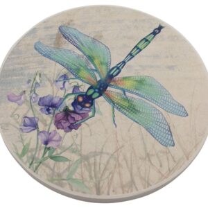 Trinsi Absorbent Ceramic Stone Coasters, Dragonfly ,Set of 4 Stone Coasters