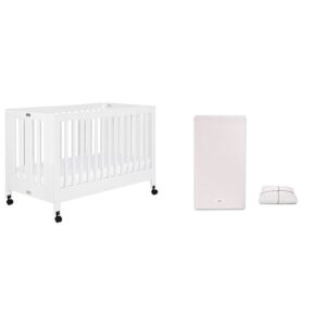 maki full-size folding crib with pure core non-toxic crib mattress with dry waterproof cover