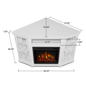 Lynette 56" Corner Electric Fireplace TV Stand in White by Real Flame