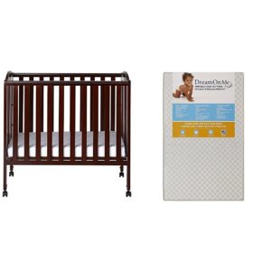 dream on me 3 in 1 portable folding stationary side crib with dream on me 3 portable crib mattress, white