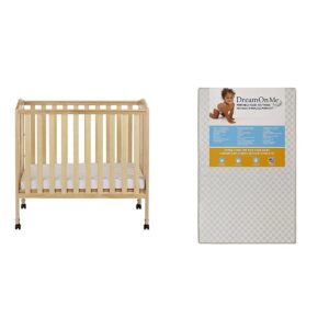 dream on me 3 in 1 portable folding stationary side crib with dream on me 3 portable crib mattress, white