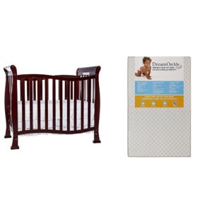 dream on me violet 4 in 1 convertible mini crib with dream on me 3 portable crib mattress, white