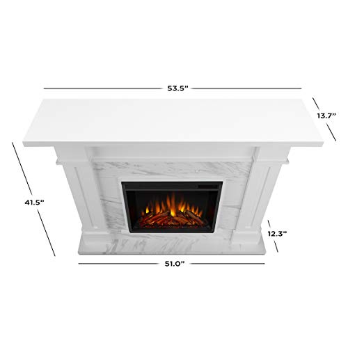 Kipling 54" Electric Fireplace in White with Faux Marble by Real Flame