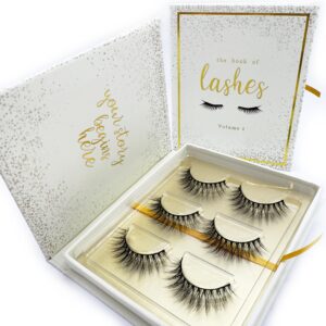 the book of lashes: volume 1 - (reusable false eyelashes) - (cruelty free) - (3 pairs)