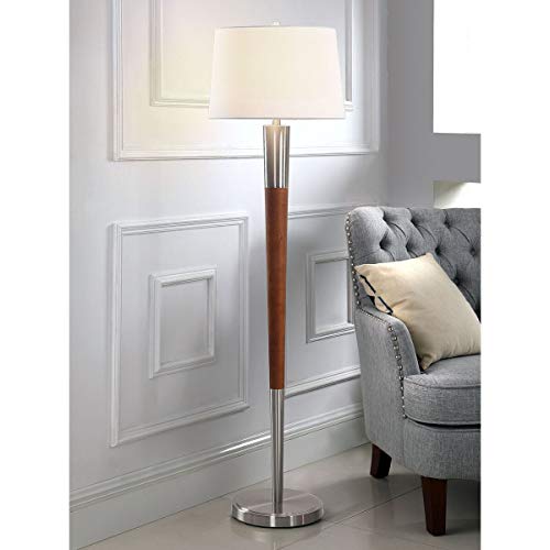 HOMEGLAM Manhattan 62" H Wood Floor Lamp, Modern Floor Lamp - Brushed Nickel