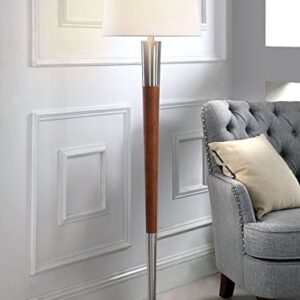 HOMEGLAM Manhattan 62" H Wood Floor Lamp, Modern Floor Lamp - Brushed Nickel