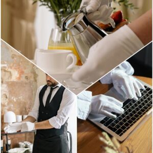 12 Pairs White Cotton Gloves Dry Hands,Soft Stretchy Working Gloves,for coins, Jewelry,Silver, Inspection Gloves