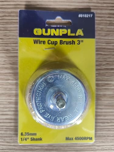 Gunpla 3" Wire Cup Brush with 1/4" Hex Shank Hardened Brass Steel Crimp Wheel Heavy Duty Wires Brushes for Metal, Removal of Rust Corrosion Paint