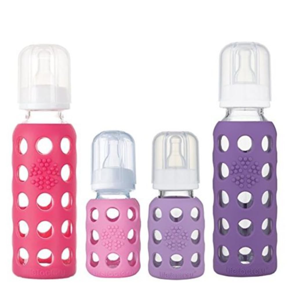 Lifefactory 4oz/9oz Glass Baby Bottle 4pk - (Pink/Lavender/Raspberry/Grape)